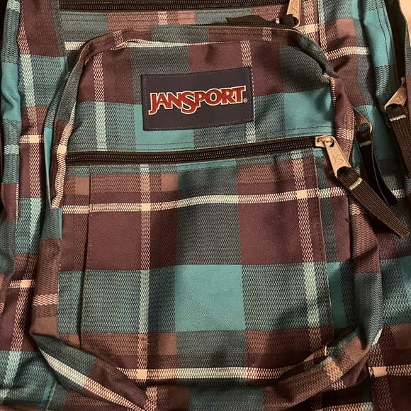 Jansport | Other | Used Jansport Backpack Teal And Black Plad Bought At ...